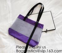China Transparent PVC Blanket Bag/Plastic Shopping Bag/Packaging Bag With Black Woven Trim And Webbing Handle, bagease, packag for sale
