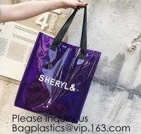 China Mirror Shiny PVC Shopping Bag,Wholesale Custom Printed Waterproof Transparent Pvc Tote Bag Clear Pvc Jelly Shopping Bag for sale