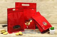 China chocolate food packaging custom square bottom aluminum foil zipper pouch bag with plastic handle doypack square bottom a for sale