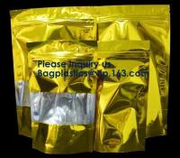 China 3 Side Seal Metallized Foil Inside Stand Up Zipper Plastic Bags/ Glossy Gold Printing Flat Foil Pouch Bagease Bagplastic for sale