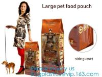 China 5 kg dog food handle bag Aluminum Foil Side Gusset Quad Sealed Dog Food Bag Stand Up Pet Feed Pouches Large PET FOOD PAC for sale