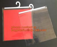 China reusable transparent hanger hook plastic bags,degradable d2w hdpe/ldpe die cut / punch handle plastic door hanger bags for sale