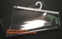 China reusable transparent hanger hook plastic bags,degradable d2w hdpe/ldpe die cut / punch handle plastic door hanger bags for sale