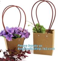 China Logo Personalized Portable Bouquet Flower Carrier Gift Packing Paper Bag,Kraft Paper Laminated Pp Woven Paper Bag Flower for sale