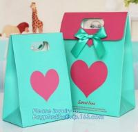 China paper carrier bag,kraft paper bag,craft paper bag manufacturer,Printing Logo Paper Carrier Bag with Bowknot and Handle f for sale