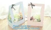 China Custom paper bag with handle coated white paper bag printing pattern flower carrier bag,Flower carrier paper bags with d for sale