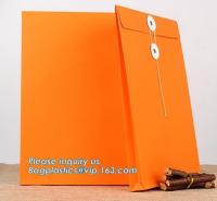 China Kraft Paper Envelope with Customized logo hot foil stamping,design A4 A5 A6 paper kraft gift brown envelope with string for sale
