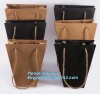 China Flower carrier bag with different color customized pot plants kraft paper bag with handle,stamping logo fancy paper flow for sale
