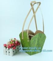 China Flower Carrier Twisted Handle Rope Ribbon Tie Paper Carry Bag Shopping,Flower shop logo printing kraft paper flower pack for sale