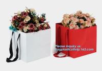China flower carrier bag for gift, paper bag for carry flower,Waterproof white Kraft paper flower bag for packing with ribbon for sale