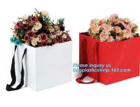 China flower carrier bag for gift, paper bag for carry flower,Waterproof white Kraft paper flower bag for packing with ribbon for sale