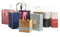 China Fancy Customized Brown Kraft Paper Shopping Bag With Logo,Customized White and Black Printed Paper Shopping Bag package for sale