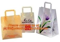 China Frosted Die Cut Handle Take Out Bag for Bread Packing,reinforce die cut handle plastic LDPE foldable shopping poly bag for sale