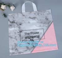 China biodegradable plastic shopping bags with own logo,Low Density Glossy Plastic Handle Merchandise Clothing Die Cut Packing for sale