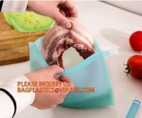 China Reusable Refrigerator Silicone Fresh Bag Food Storage Container,FDA Silicone Soup Freezer Food Seal Bag with Reusable Fo for sale
