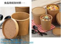China Disposable kraft paper soup cup_Double wall disposable hot coffee kraft paper soup cup_Easy Take away cups lid spoon for sale