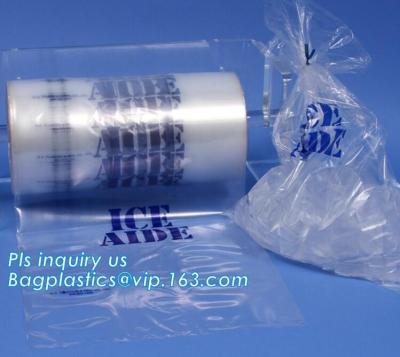 China nylon Drawstring closure Plastic Ice Bags, biodegradable ice cube plastic bag, Gravure Printing Custom Wicketed Bags Ice for sale