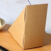 China Kraft Triple Sandwich Wedge Box with Window Recyclable Paper Lunch Container Boxes,Promotional Triangle Sandwich Paper B for sale