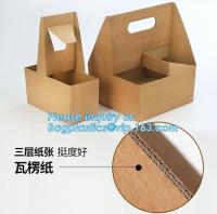 China Eco Friendly Disposable Kraft Paper Take Out 2 Pack Coffee Cup Drink Carriers 2 Pack Paper Cup Holders bagease package for sale