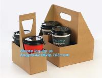 China Eco Friendly Disposable Kraft Paper Take Out 2 Pack Coffee Cup Drink Carriers 2 Pack Paper Cup Holders bagease package for sale