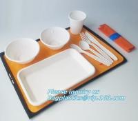 China SUGARCANE BAGASSE PLA DINNERWARE BIO ECO TABLEWARE, CUP PLATE BOWL CONTAINER,PLA DISH TRAY, CULTERY BAGPLASTICS BAGEASE for sale