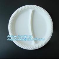 China Round 11 inch 4 compartment disposable corn starch plates,3 compartments disposable corn starch plates, corn starch pack for sale
