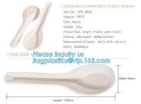 China 6 inch Tea/Soup/ice cream/tasting spoons Eco-friendly tableware corn starch spoons Disposable yogurt spoons bagease pack for sale