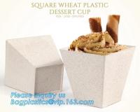 China Wheat straw Compostable HEXAGON shape dessert cup,square wheat plastic dessert cup,Pla Plastic Disposable Corn Starch Cu for sale