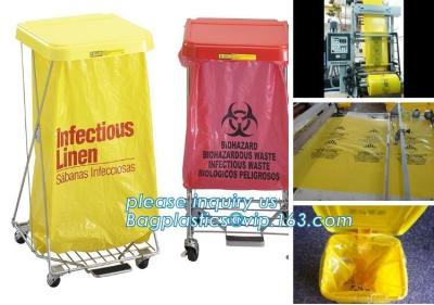 China Disposable Hospital Red / Yellow Polyethylene Biohazard Infectious Autoclave Bags, Draw string Biohazard garbage/trash b for sale