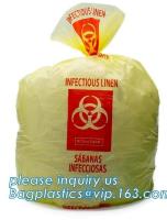 China Disposable Hospital Red / Yellow Polyethylene Biohazard Infectious Autoclave Bags, Draw string Biohazard garbage/trash b for sale