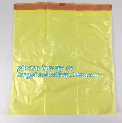 China Extra large capacity biohazard drawtape trash bag interleaf coreless roll plastic garbage bag for hospital use, DRAWSTAP for sale