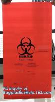 China PE plastic Yellow first aid medical waste bag,infectious emergency autoclavable biohazard bag on roll, bagplastics, pac for sale