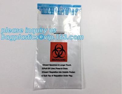 China Ecofriendly Lab Use Plastic 3 Walls Biohazard Pathology Specimen Bag, Plastic Printed LDPE biohazard clear specimen bag for sale