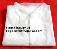 China SMS Disposable Hooded White Coveralls Suit Chemical Protective Elastic Wrist Zipper Front Closure, bagease, bagplastics for sale