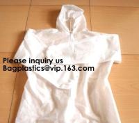 China Light Duty Disposable Protective Coveralls Suit Attached Non-Woven Fabric Hood Elastic Wrist Ankles and Waist Serged Sea for sale