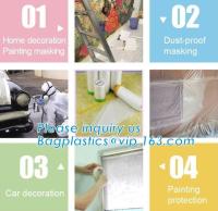 China 4m*5m plastic cover sheet for furniture, Taped clear HDPE plastic masking film, Plastic car paint plastic cover tape ma for sale