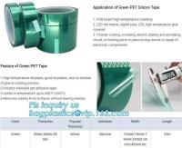 China Green PET High Temperature Silicone Adhesive polyester Tape,Green PET Masking Tape Especially on Liner and Discs bagease for sale