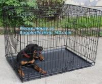 China Scratch Resistant and Bite Resistant Bold Foldable Pet Wire Dog Kennels Cages, Folding Steel Dog Cages With Plastic Tray for sale