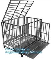 China Pet Cages, Carriers & Houses foldable double door large dog kennel house, portable strong dog cage fold able stainless s for sale