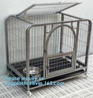 China Pet Cages, Carriers & Houses foldable double door large dog kennel house, portable strong dog cage fold able stainless s for sale