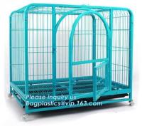 China wholesale heavy duty stainless steel dog cage , large double foldable dog kennel, Vet Cage Bank Pet Cages Round Cornered for sale