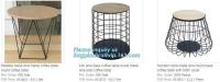 China Wooden top metal wire coffee table design, customized design size wire coffee side tables, Black iron base and transpare for sale