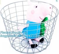 China decorative laundry metal wire material storage basket, Vintage Metal Chicken Wire Removable Fabric Hanging Storage Baske for sale