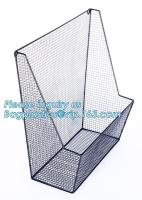 China New Design Office Black Wire Mesh Baskets with Magnets, Flat Storage Baskets, Metal Wire 3 Tier Wall Mounted Kitchen Fru for sale