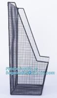 China New Design Office Black Wire Mesh Baskets with Magnets, Flat Storage Baskets, Metal Wire 3 Tier Wall Mounted Kitchen Fru for sale
