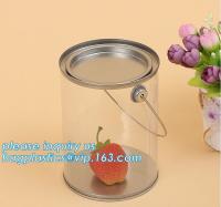 China 1 gallon clear plastic paint cans for packaging,Plastic Food Grade Clear PET Can Round Food Storage Container Screw Lid for sale