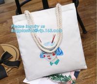 China Custom beach tote bag women rope handle print canvas tote bag wholesale,cheap plain blank canvas tote bag promotional for sale