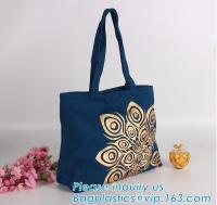 China Factory direct sale eco-friendly fashion printed customized reusable handle cotton bag,cotton canvas rope handle beach b for sale