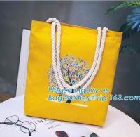 China Wholesale white color letters series printing rough rope handle cotton canvas fabric foldable tote shopping bag bagplast for sale