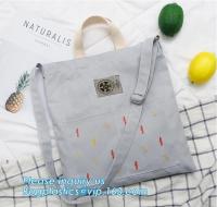 China Eco-friendly durable handles Standard size cotton promotional tote shopping bag for Custom printing,Contrast Handles Nat for sale